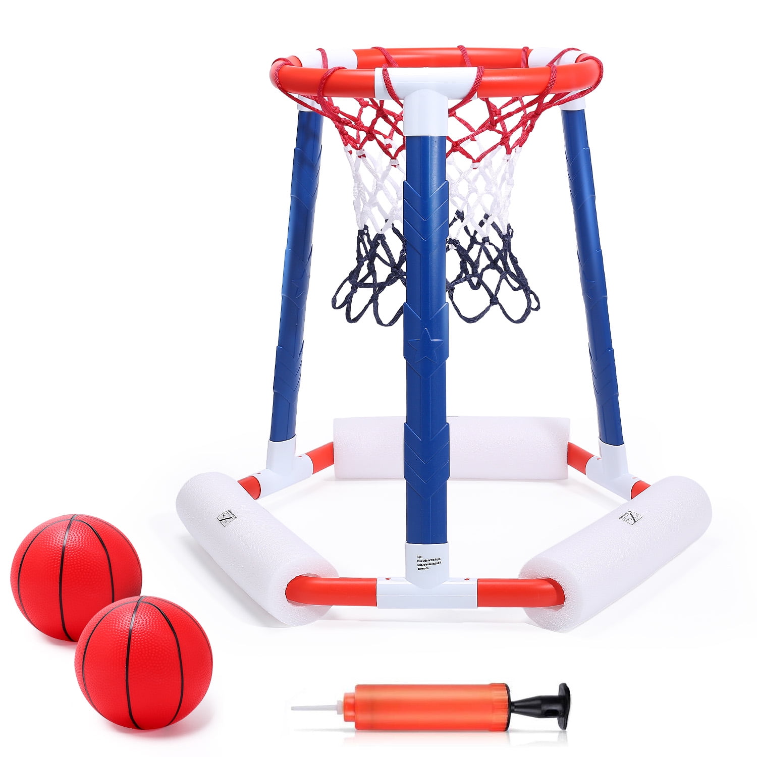 Floating Pool Basketball Hoop, Inflatable Hoop with 2 Balls and Pump ...
