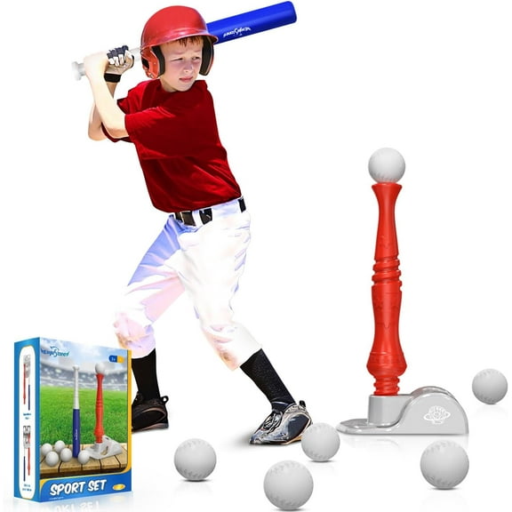 Huge Wave 3-in-1 Kids Baseball Set for Ages 3-8, T-Ball Sport Play Set Toys, Baseball Bat ...