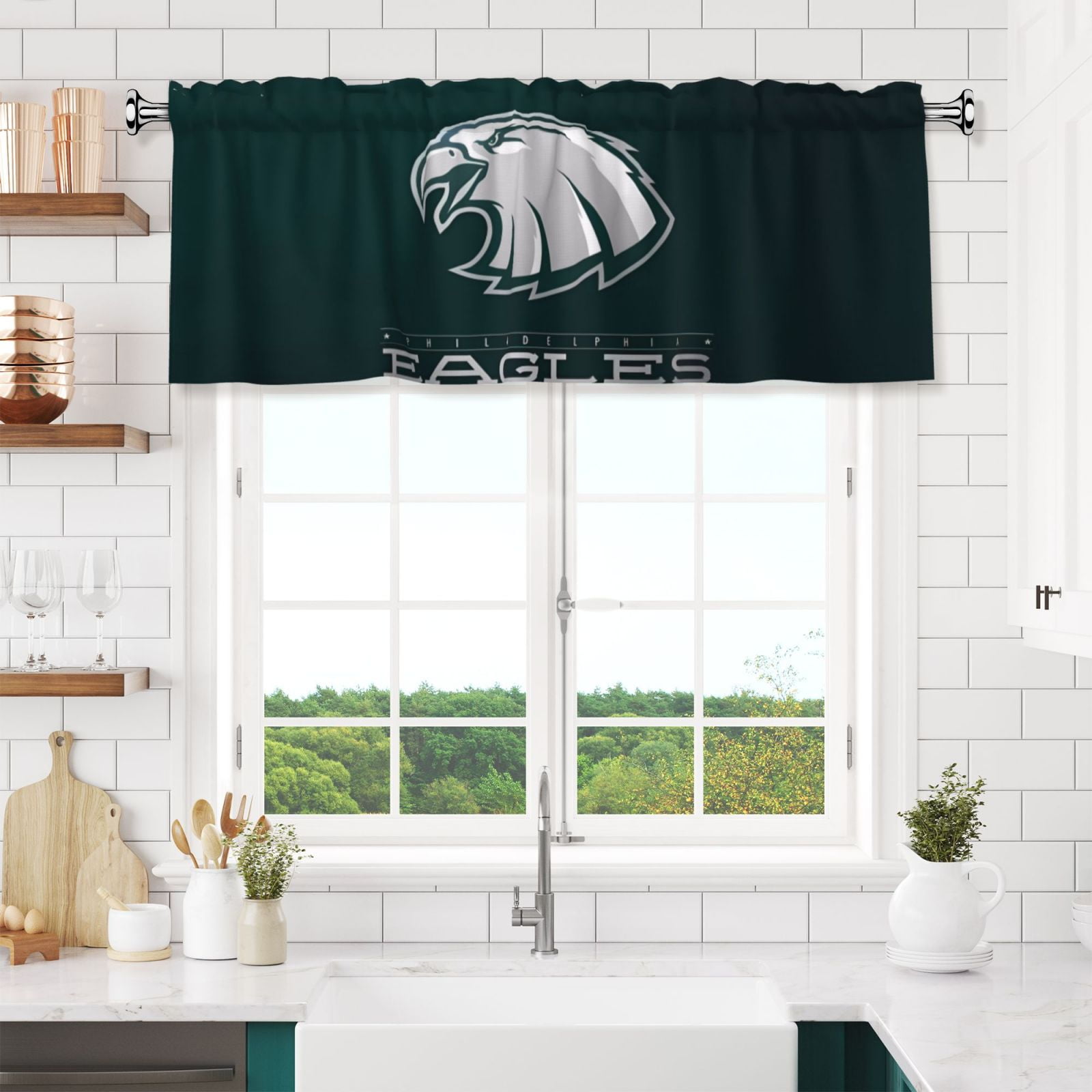 Eagles Football Team Print Blackout Valance Curtains 54x18 inches, Rod ...