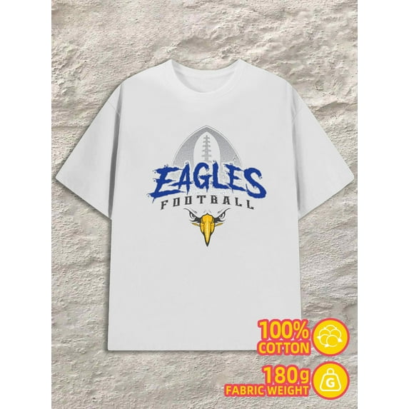 Eagles Football Tee men's white 180G 100% Cotton Lightweight,perfect ...