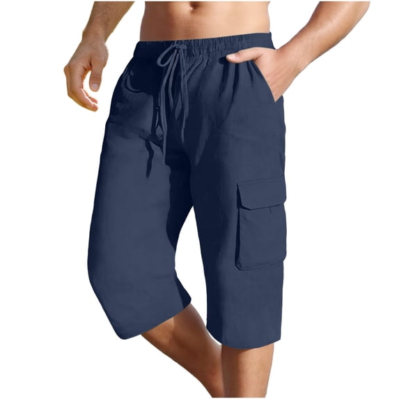 Eagokdc Mens Capri Sweatpants Fashion Casual Drawstring Sports Loose ...