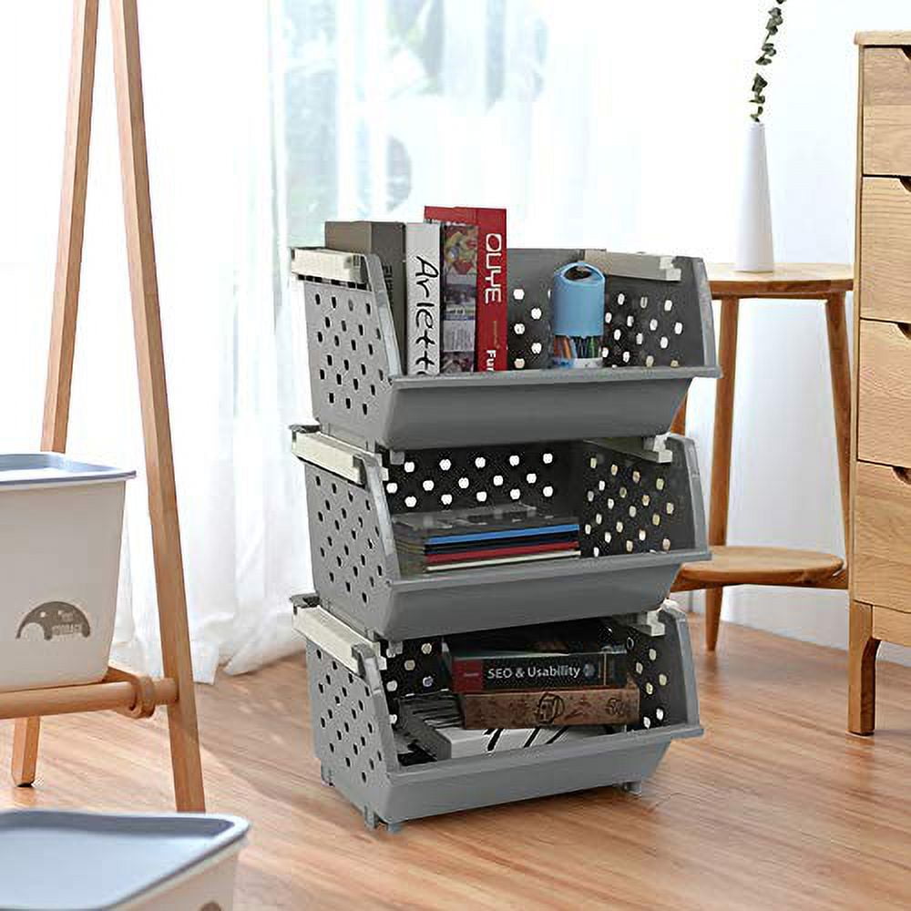 Eagrye Plastic Stackable Storage Bins, Multi-functional Stacking Basket ...