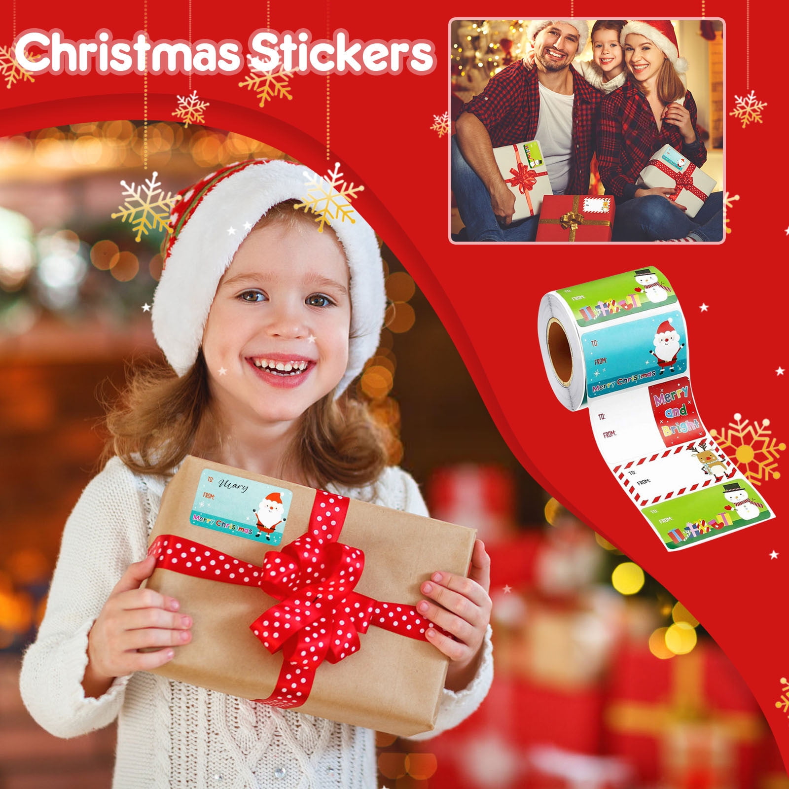 Eaktool 500 Pieces Christmas Gift Tags Self Adhesive Gift Tags for Xmas ...
