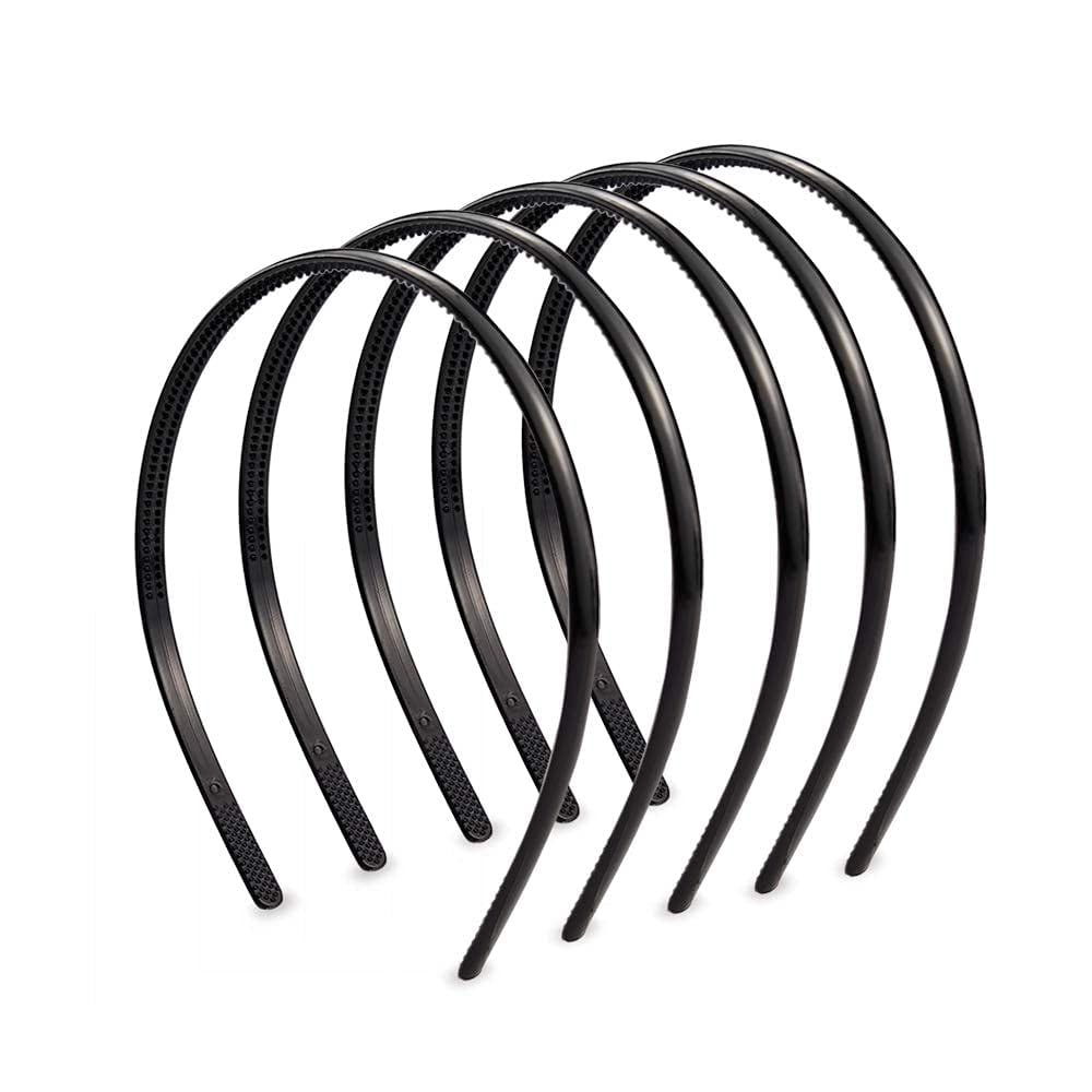 Ealicere 6pcs Comfortable Adult Plain Black Headbands, Durable Plastic ...