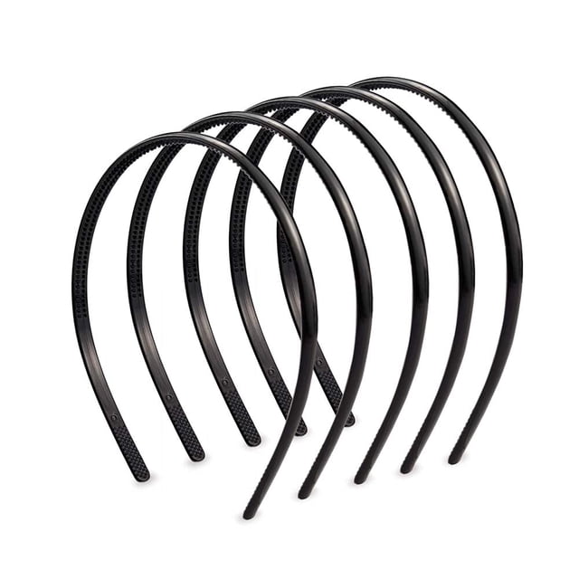 Ealicere 6pcs Comfortable Adult Plain Black Headbands, Durable Plastic ...