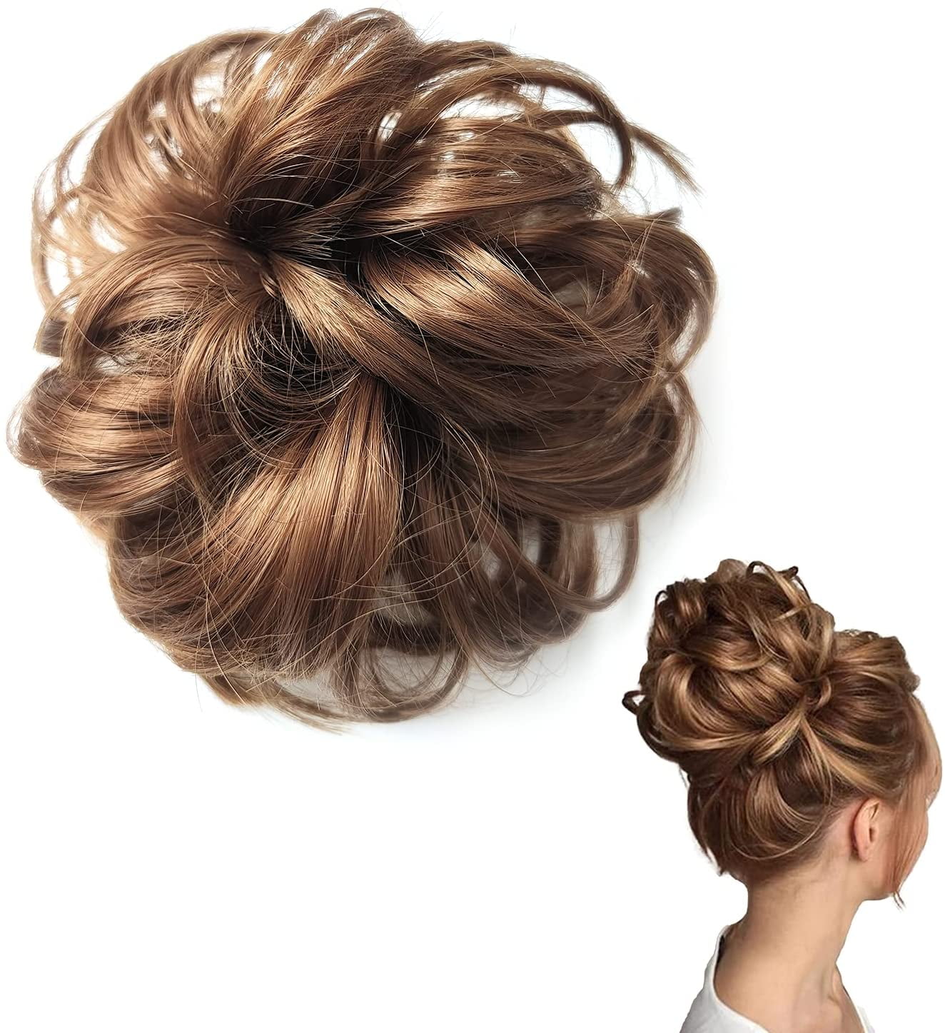Ealicere Hair Bun Extensions,Messy Curly Hair Scrunchies,Synthetic Hair ...