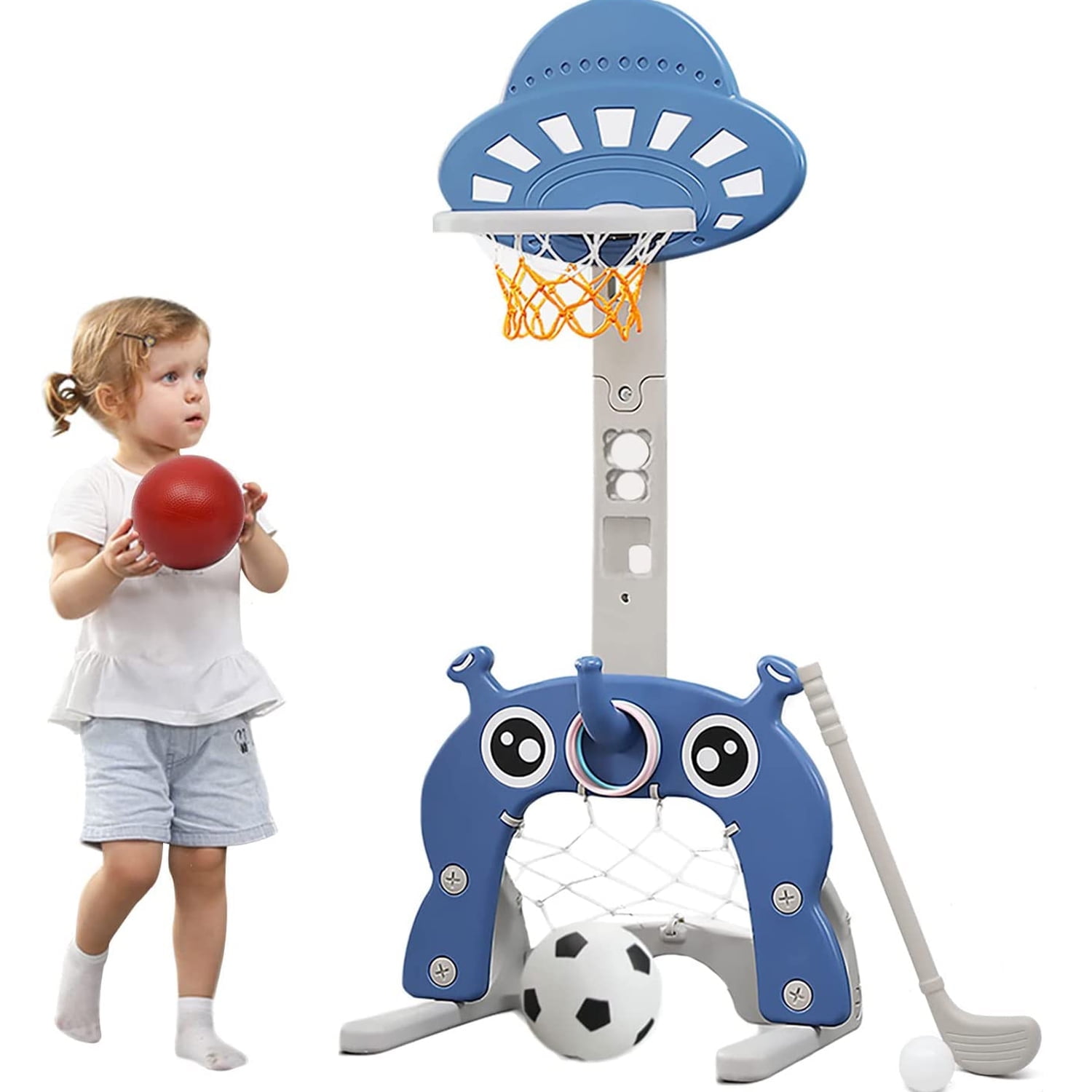Ealing 4 in 1 Kids Sports Center: Basketball, Soccer Ball, Golf, Ring ...