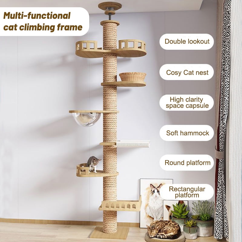 Ealing 7th Floor Tall Cat Tree Cactus Floor to Ceiling Cat Tower 98-102 ...