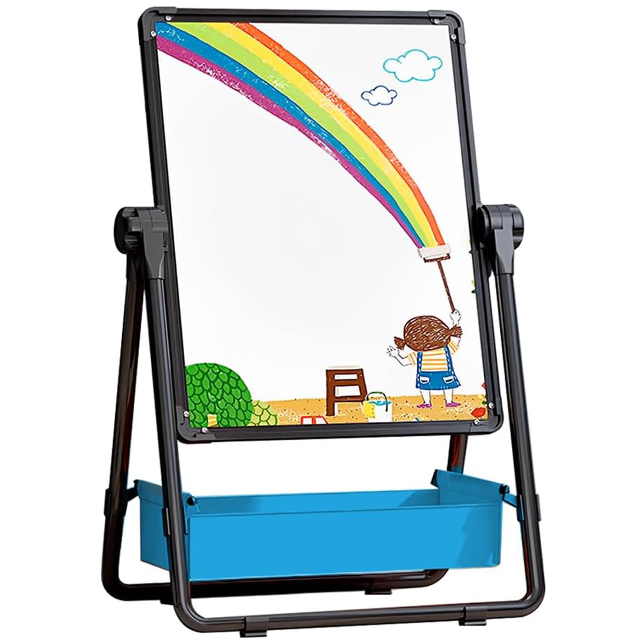 Ealing Kids Art Easel, Double Sided Wooden with Chalkboard & Whiteboard ...