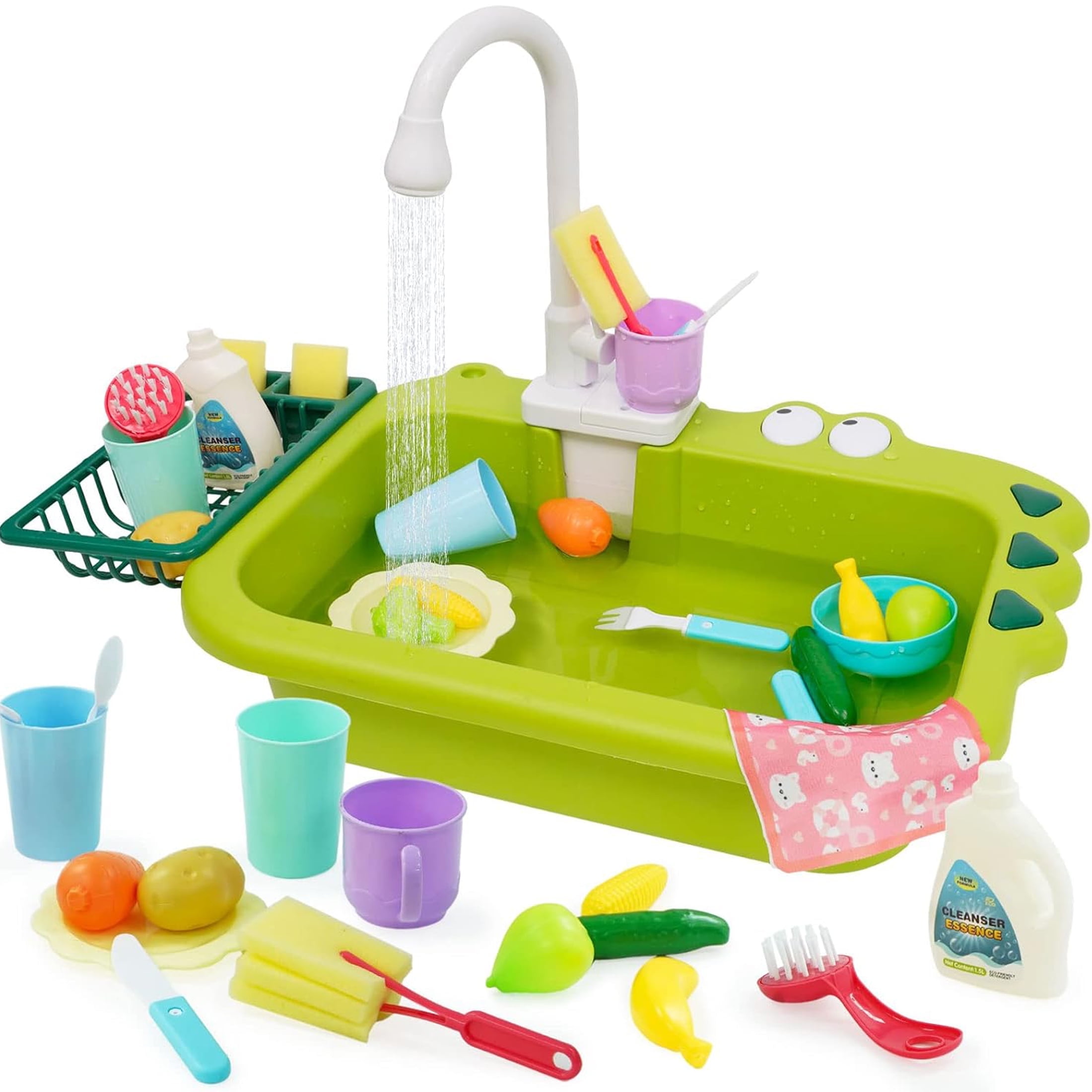 Ealing Kids Kitchen Sink Toys Playset with Running Water,23Pcs ...