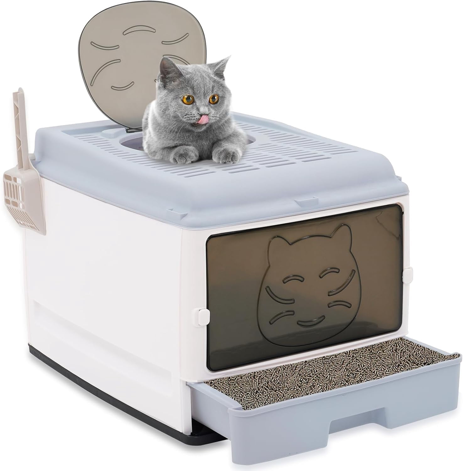 Ealing Pet Foldable Enclosed Extra Large Stainless Steel Cat Litter Box ...