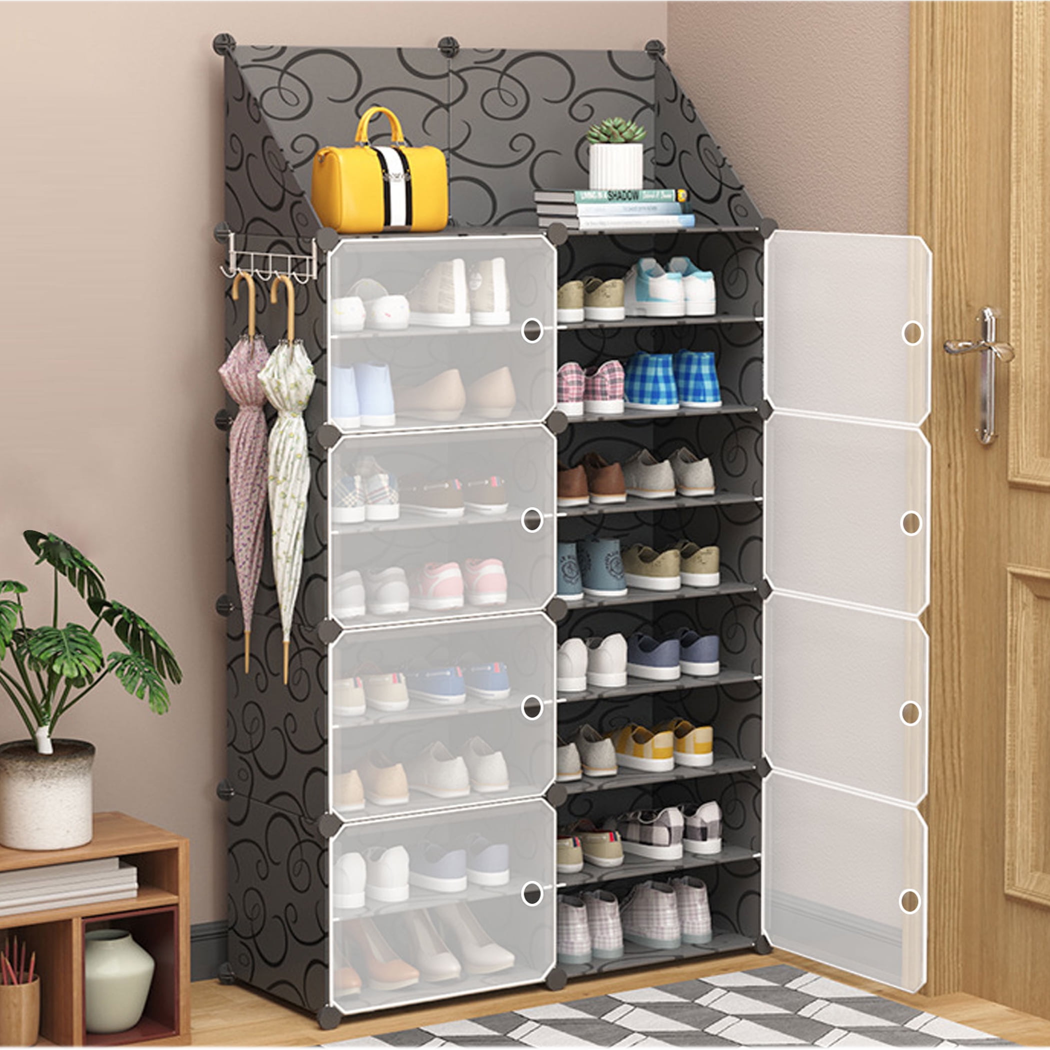 Ealing Shoe Rack Organizer with Doors, 8-Tier Shoe Organizer 32 Pairs ...