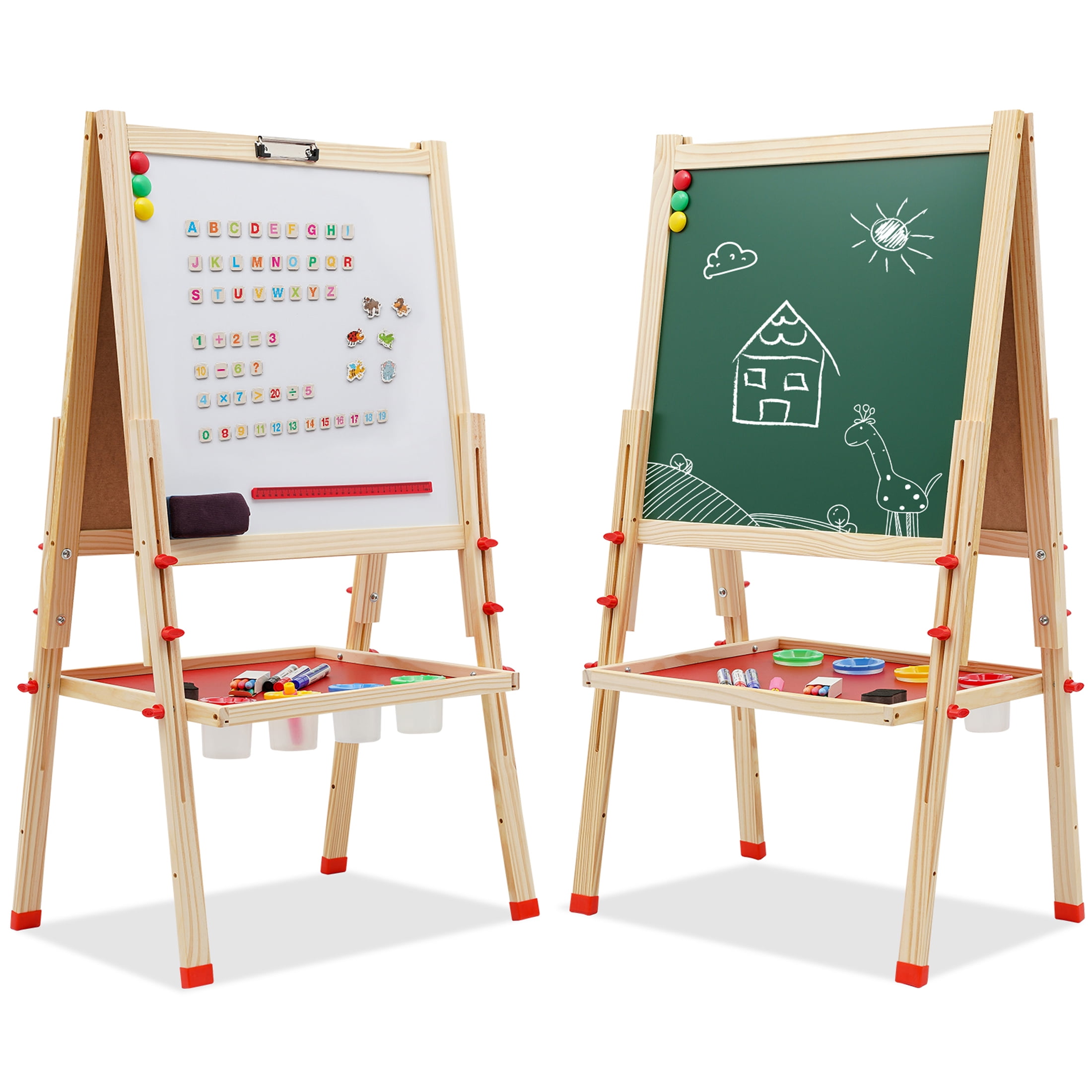 Ealing Wooden Kid's Art Easel Height Adjustable Standing Double Sided ...