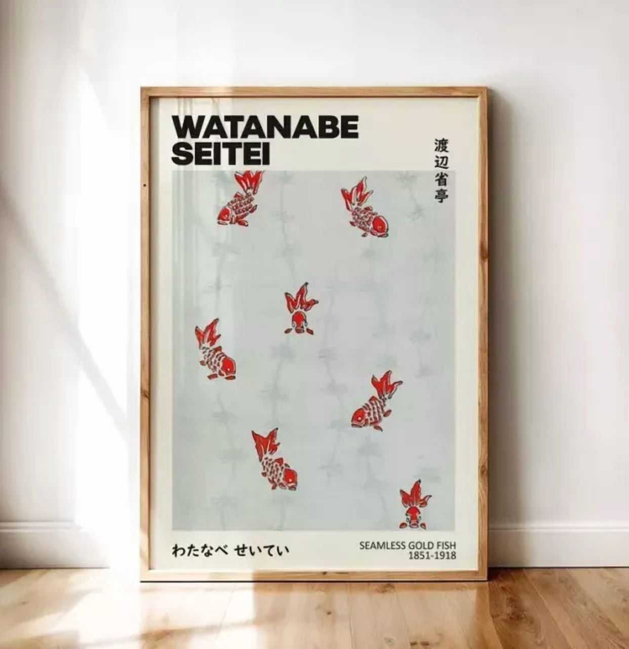 Eamless Gold Fish Illustration By Watanabe Seitei Vintage Home Decor ...