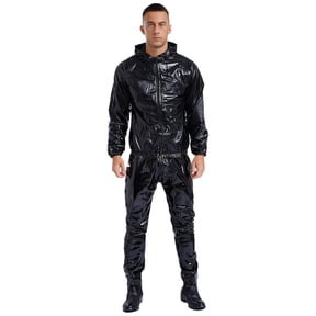 Aislor Men Heavy Duty Sauna Sweat Suit PVC Hooded Shirt and Trousers ...