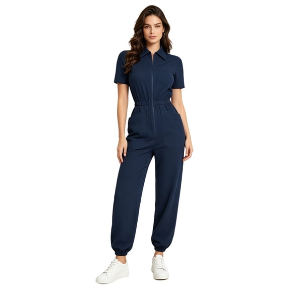 Eandarui Coveralls for Women One Piece Scrubs Rompers Short Sleeve ...