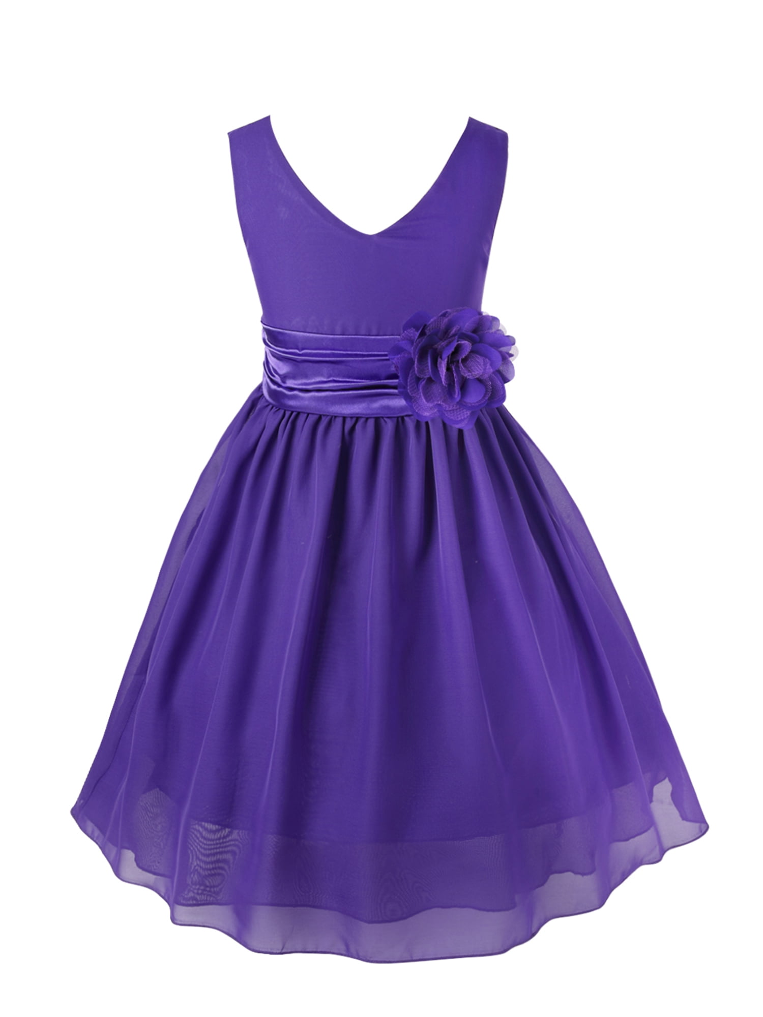 Eandarui Girls Toddler Kids Flower Chiffon Pleated Bridesmaid Wedding ...