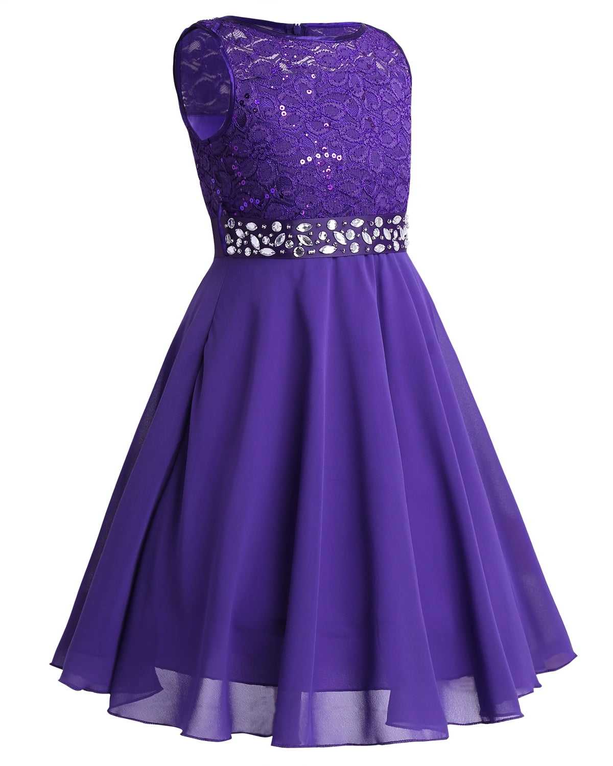 Eandarui Kids Flower Girl Dress Princess Lace Sequined Chiffon Dress ...