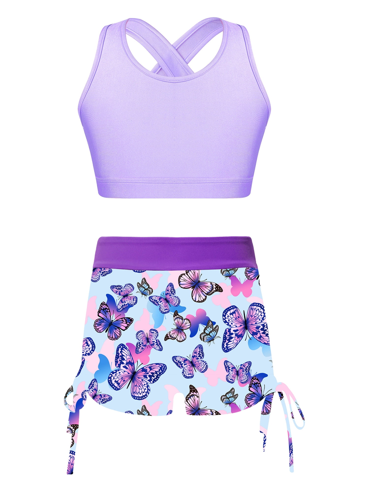 Eandarui Kids Girls 2 Piece Swimsuit Tankini Swimming Bathing Suit ...