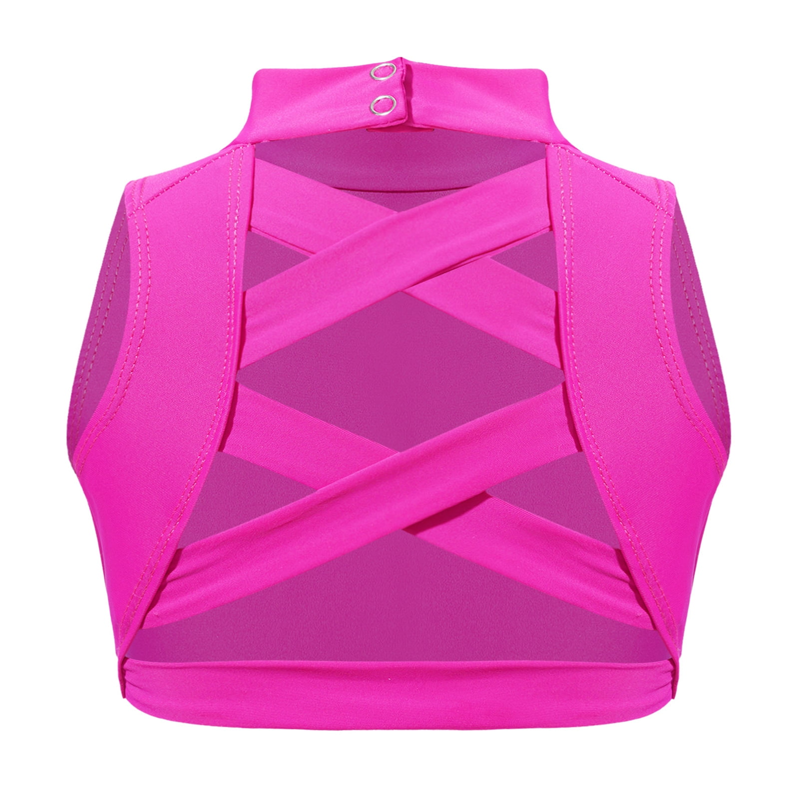 Eandarui Kids Girls Sleeveless Dance Crop Top Criss Cross Back Sport ...