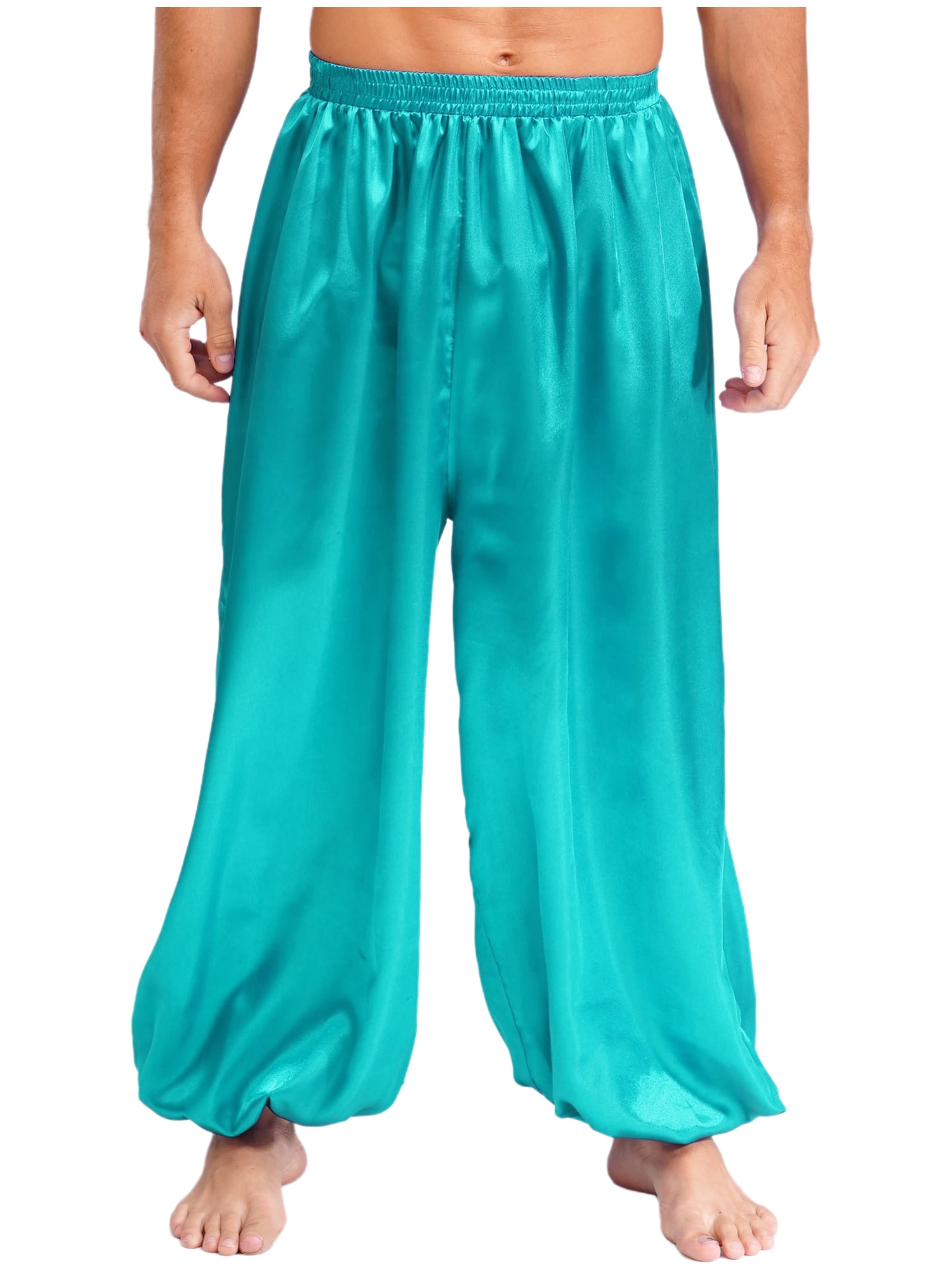Eandarui Men's Arabian Prince Belly Dance Pants Silky Satin Harem Pants ...