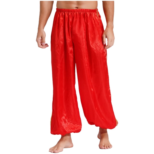 Eandarui Men's Arabian Prince Costume Belly Dance Pants Hippie Harem ...