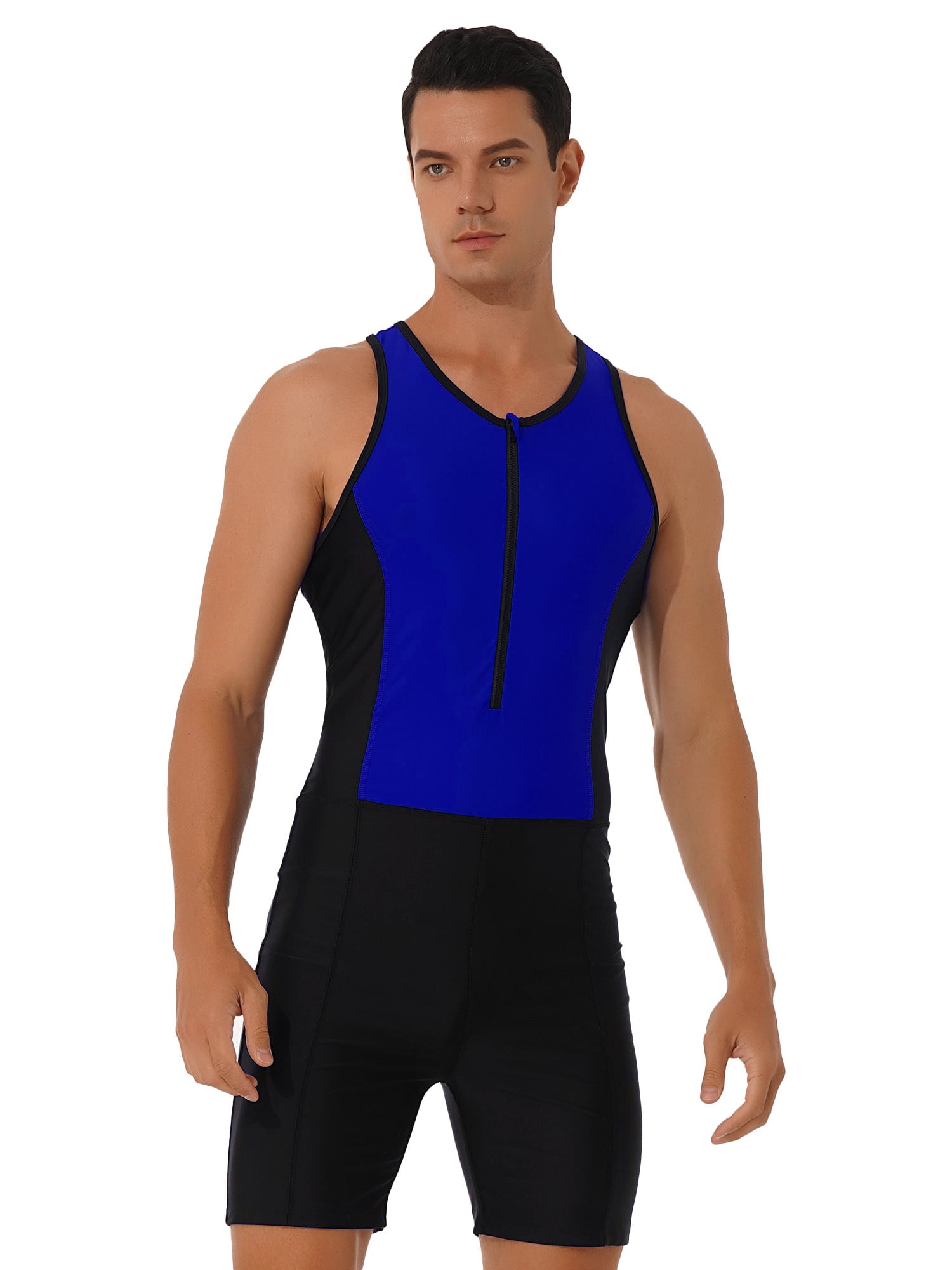 Eandarui Men's Tank Top Swim Bodysuit Wrestling Singlet Zipper Leotard ...