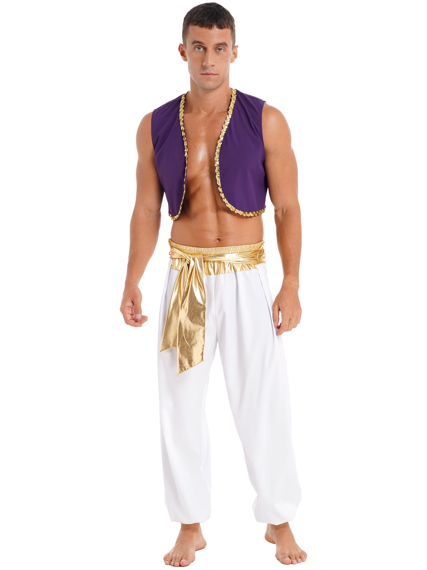 Eandarui Mens Arabian Prince Costume 2 Piece Fairy Tale Street Rat ...