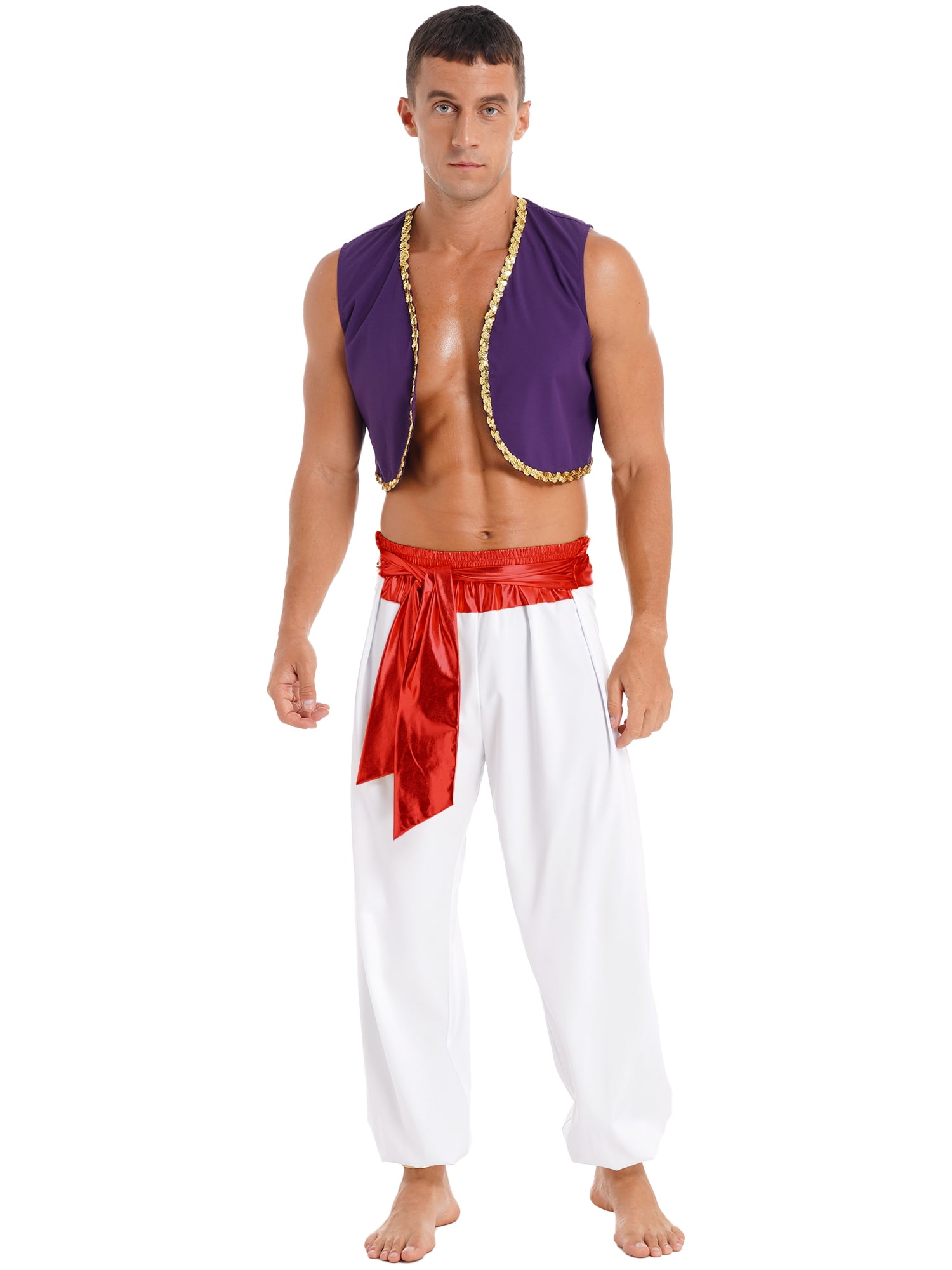 Eandarui Mens Arabian Prince Costume 2 Piece Fairy Tale Street Rat ...