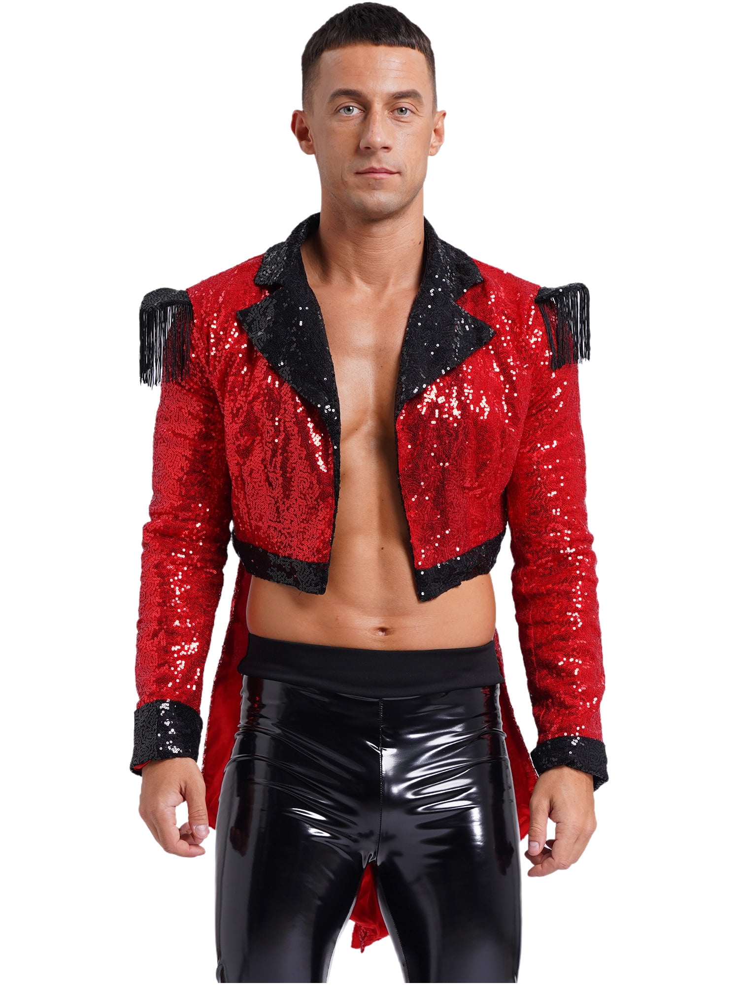 Eandarui Mens Circus Magician Showman Costume Ringmaster Costume Long ...