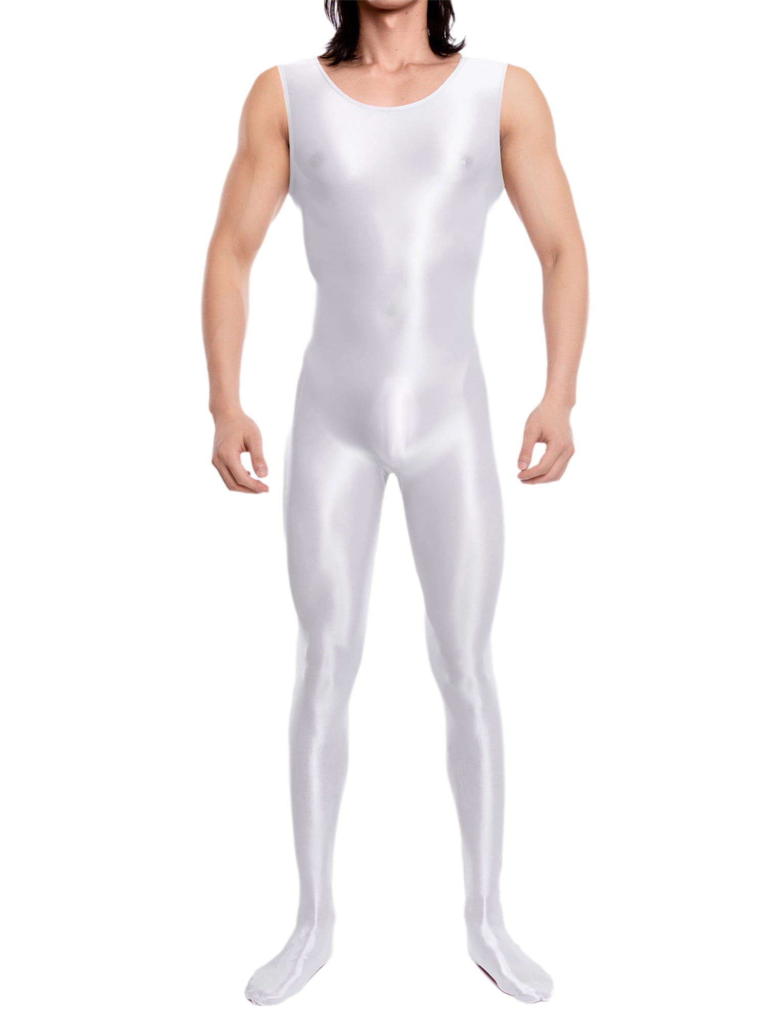 Eandarui Mens Glossy Full Body Bodysuit Lingerie Jumpsuit Sleeveless ...