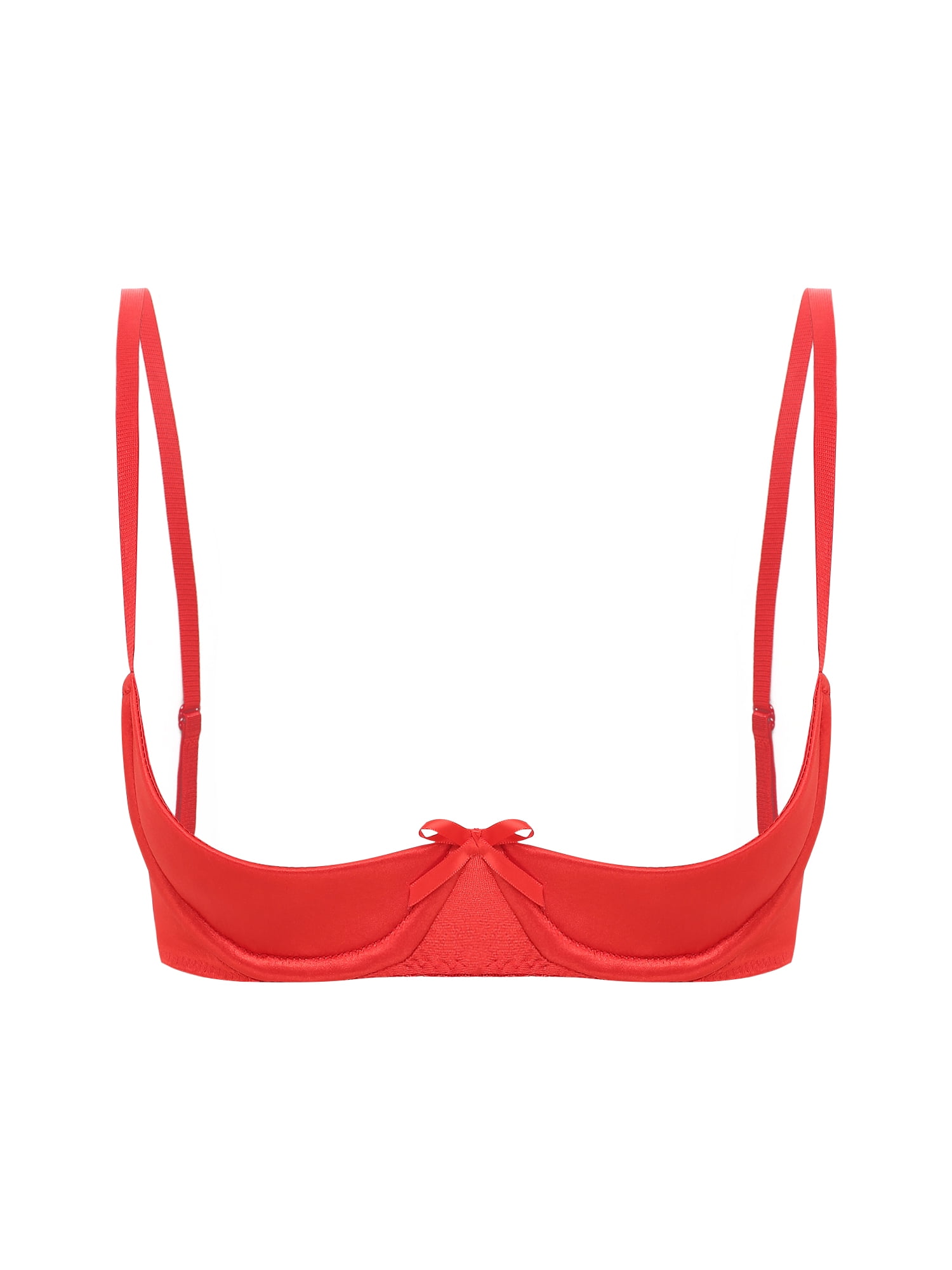 Eandarui Woman's Demi 1/4 Cup Shelf Bra Balconette Hollow Out Push Up ...