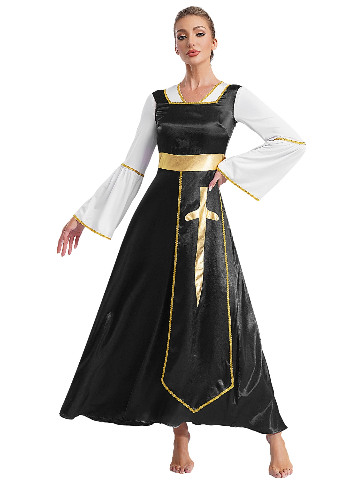 Eandarui Women Metallic Cross Praise Dance Dress Worship Dancewear ...