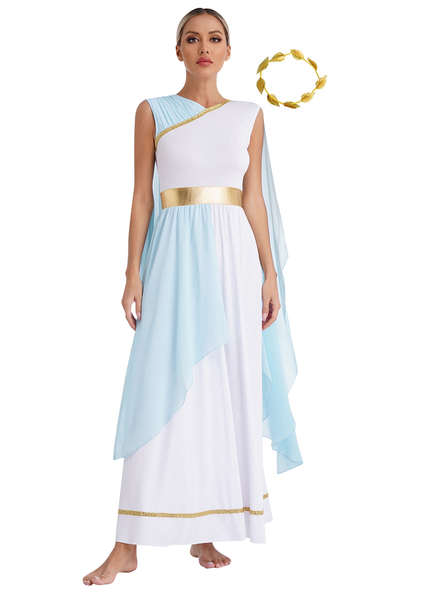 Eandarui Women Roman Greek Costume Toga with Athenian Crown Ancient ...