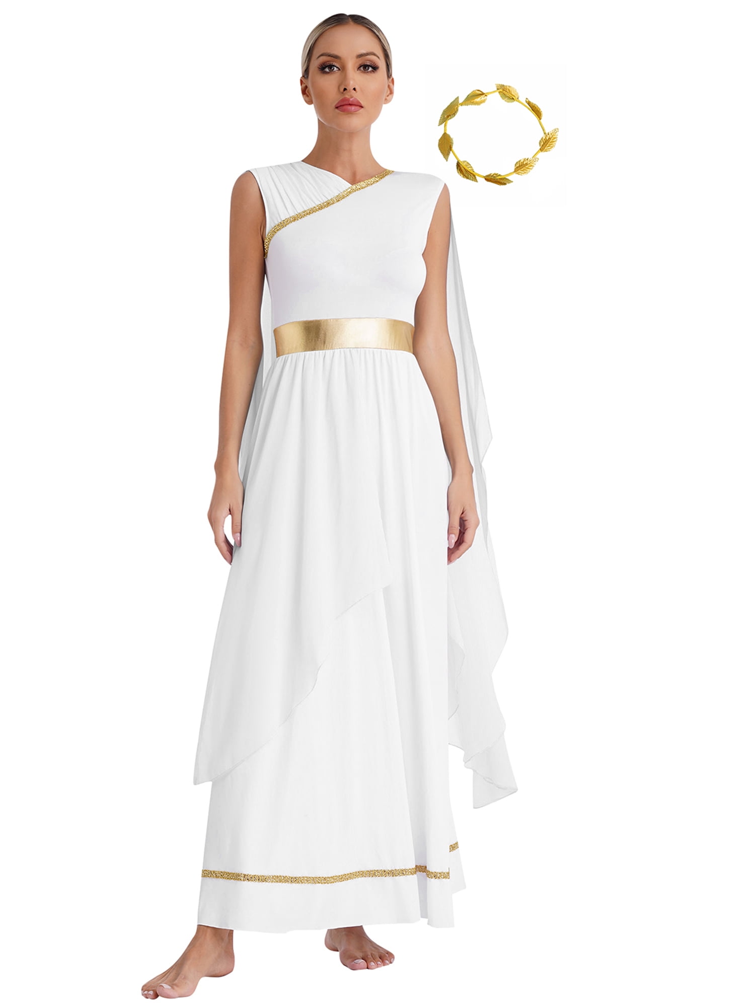 Eandarui Women Roman Greek Costume Toga with Athenian Crown Ancient ...