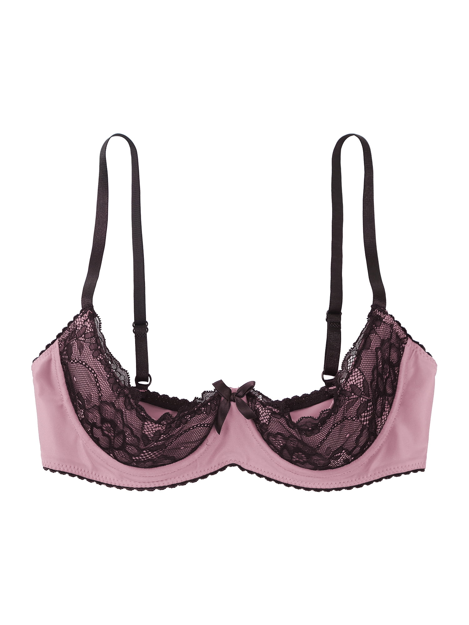 Eandarui Women's Sheer Lace Underwire Half Cups Bra Tops Push Up Shelf ...