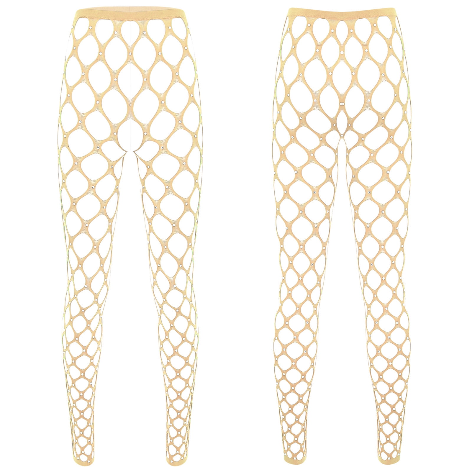 Eandarui Womens Fishnet Sheer High Waisted Footless Tights Leggings ...