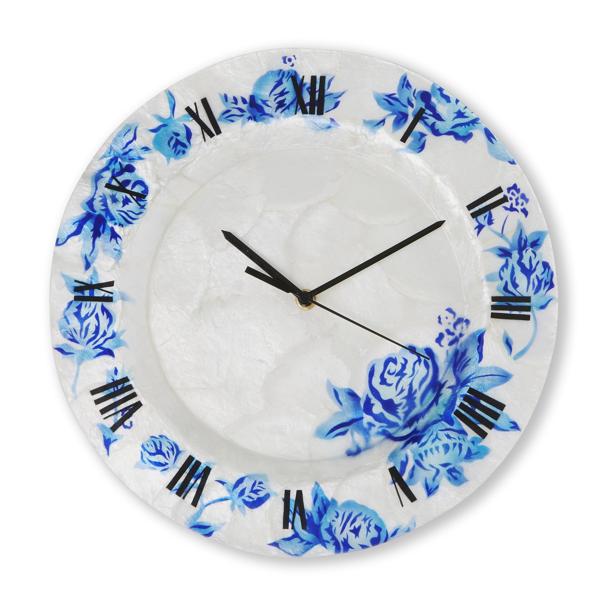 Eangee Clock Wall Decor With Blue Flowers - Walmart.com