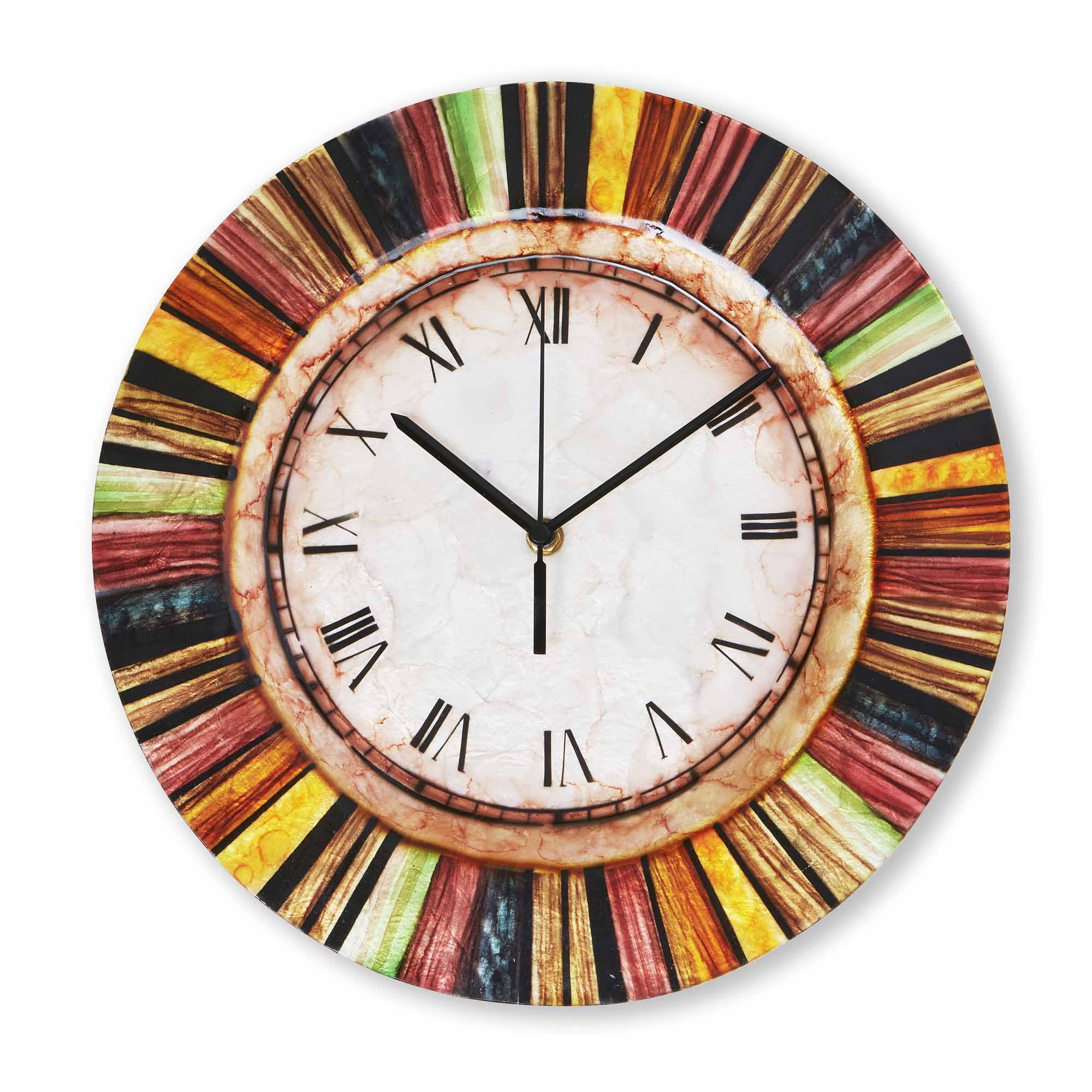Eangee Home Design Clock Wall Decor Multicolor Face, Compressed Capiz ...