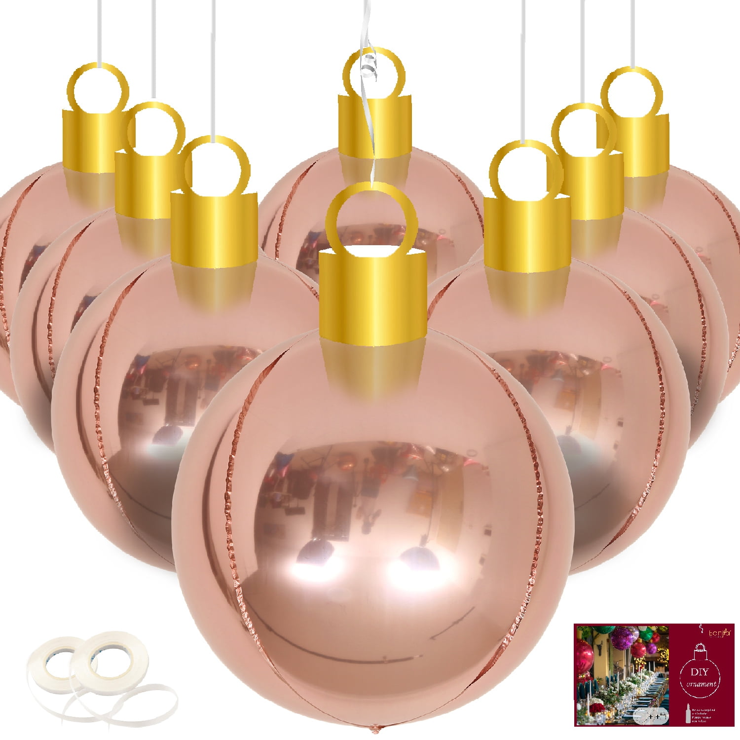 Eanjia 22" Rose Gold Orb Ornament Kit Foil Balloon 8pcs -Pack of 20 ...