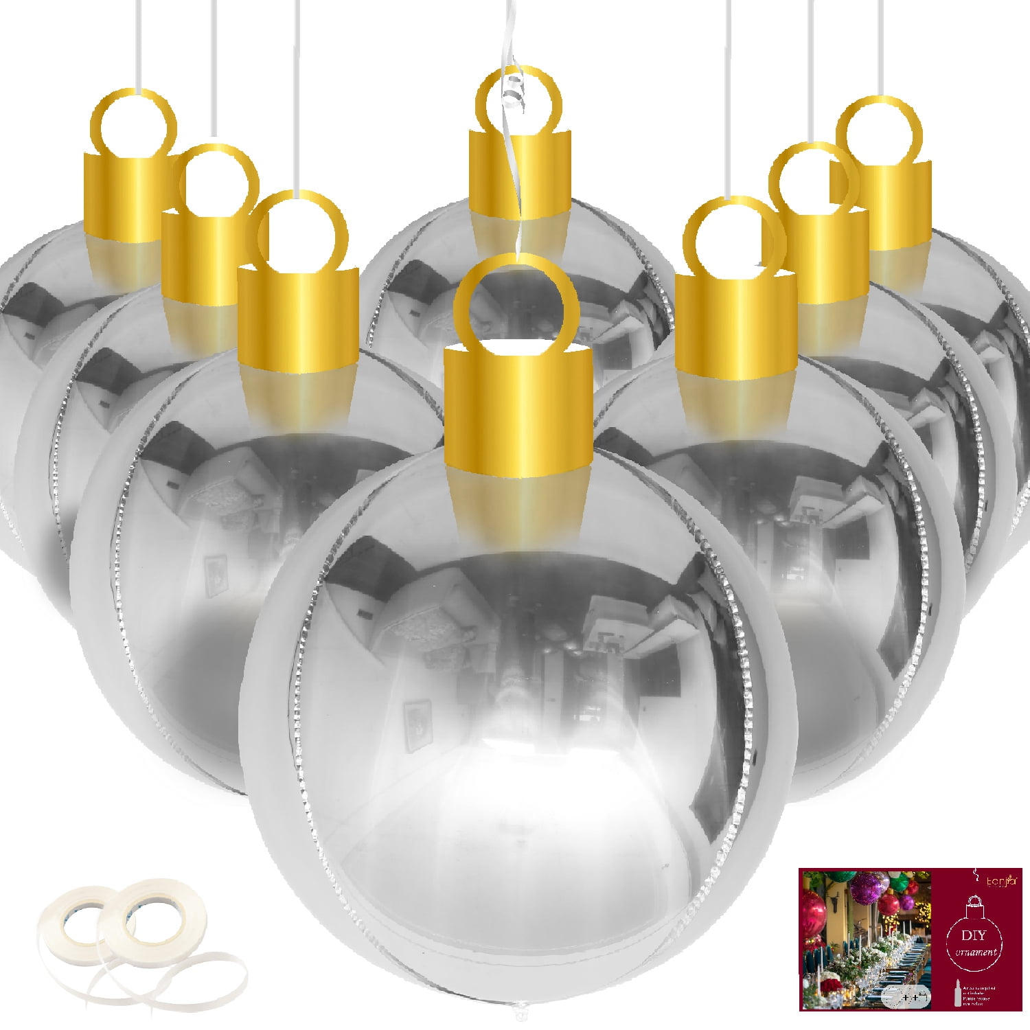 Eanjia 22" Silver Orb Ornament Kit Foil Balloon 8pcs -Pack of 20 ...