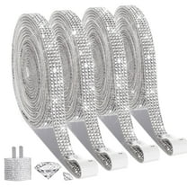EANLOLY Silver Crystal Rhinestone Ribbon, Self-Adhesive, 4 Rolls, 2mm ...