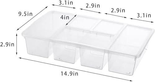 Eanpet 4Pack Veggie Tray with Lid 5 Compartment Food Container with ...