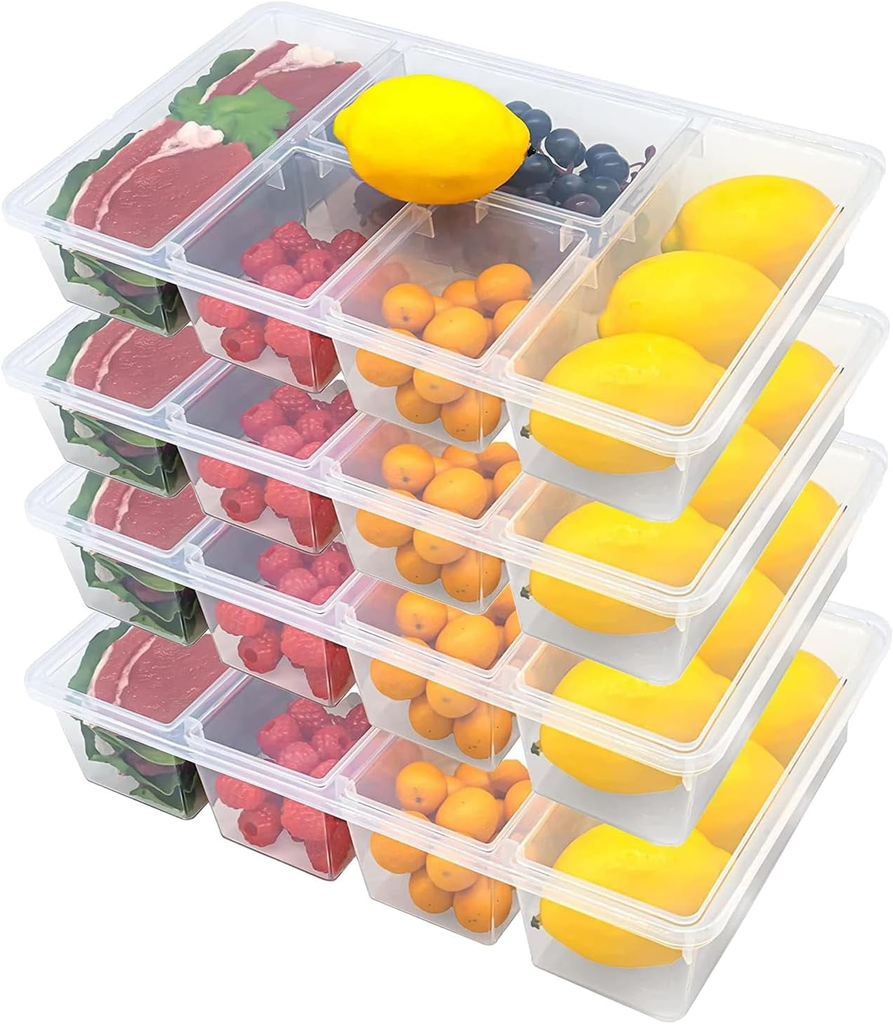 Eanpet 4Pack Veggie Tray with Lid 5 Compartment Food Container with ...