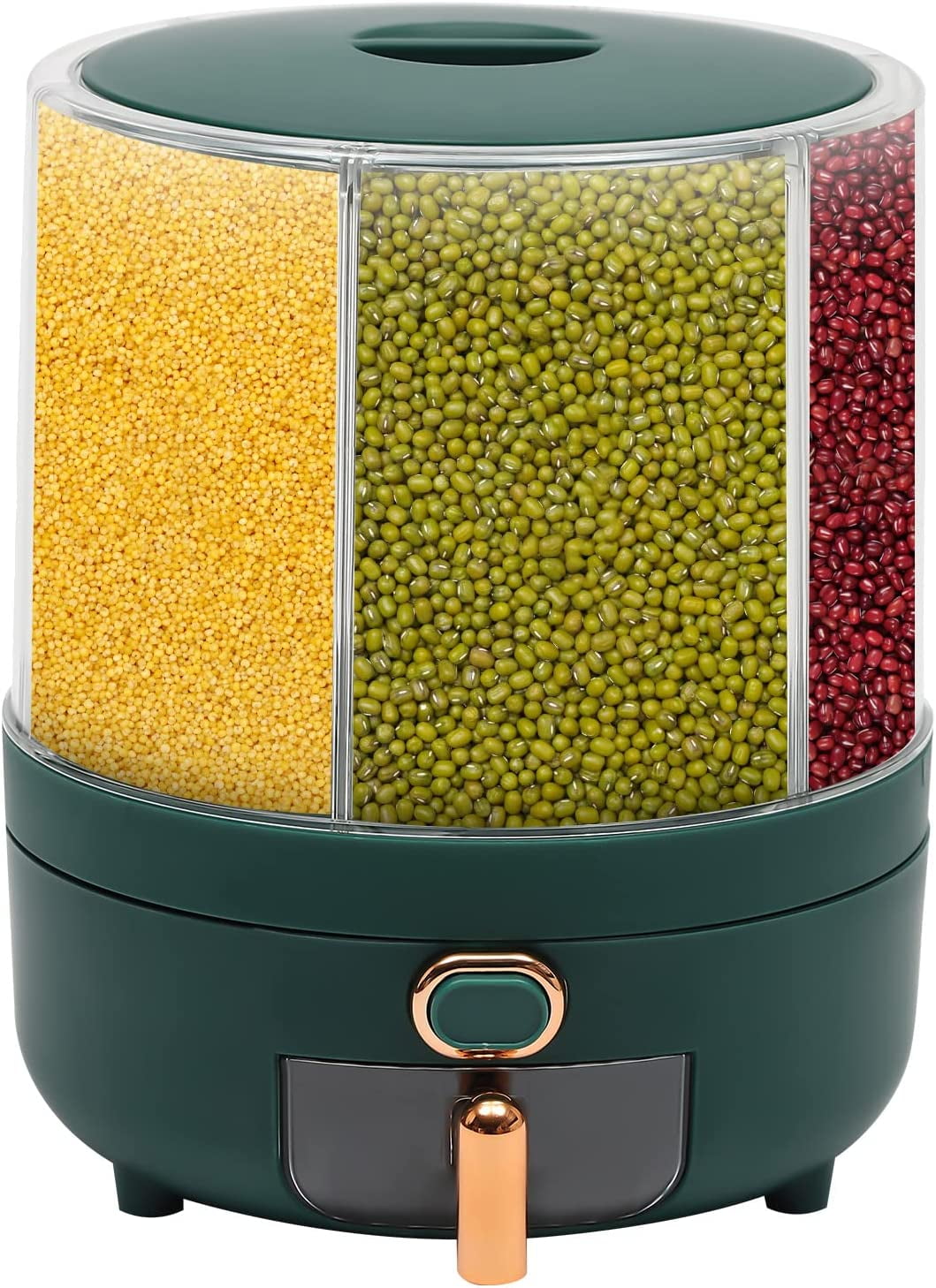 Eapmic 360° Rotatable Cereal Dispenser, One-Click Rice Output, Visible ...