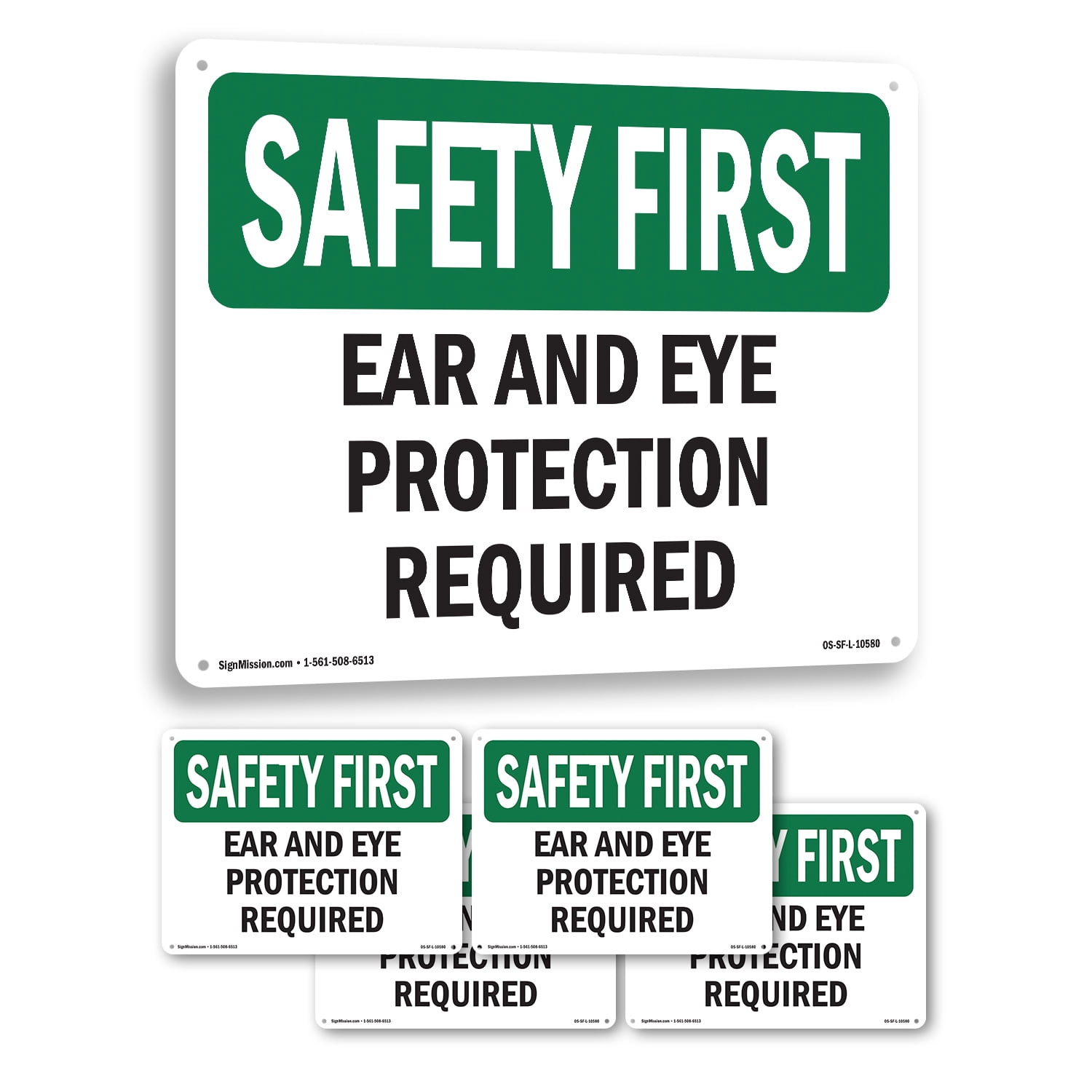 Ear And Eye Protection Required OSHA SAFETY FIRST Aluminum Sign 14 Inch ...