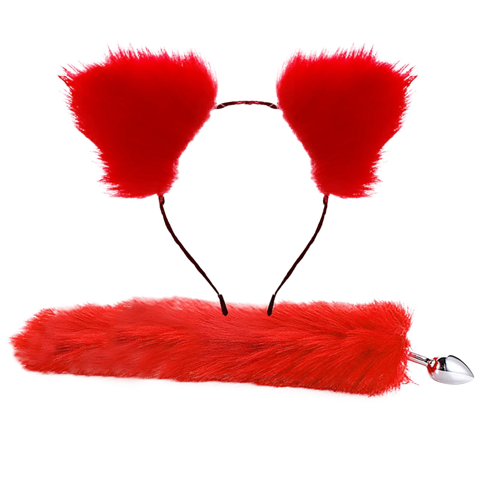 Ear And Tail With Headband Suit Plug Stainless Steel Headband Anal Tail