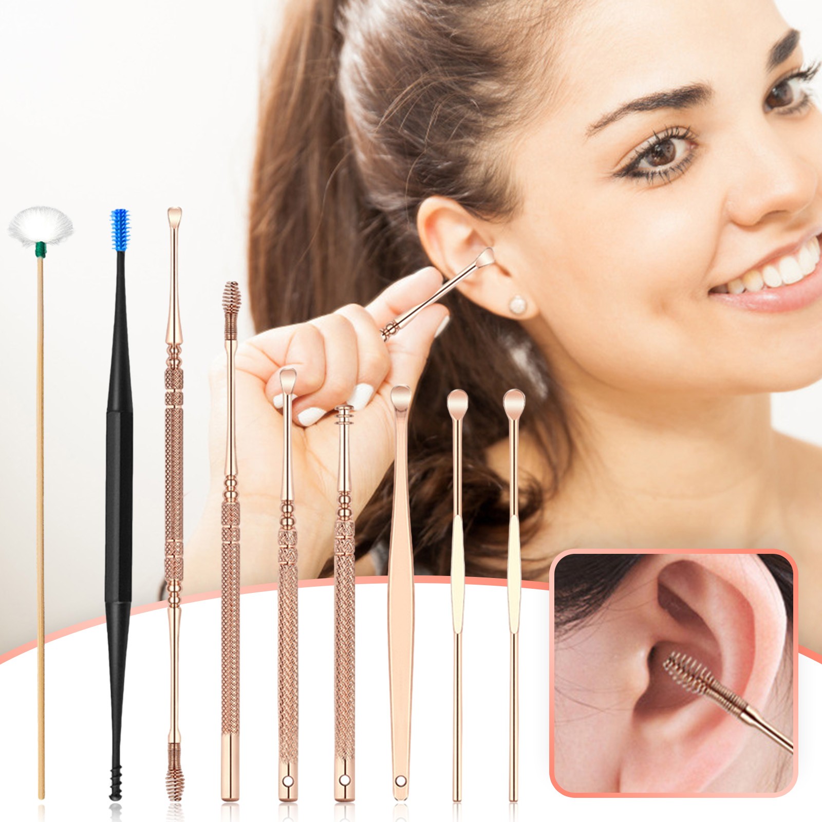 Ear Care Stainless Steel Ear Picking Tool Set, Massage Ear Pick, Ear ...