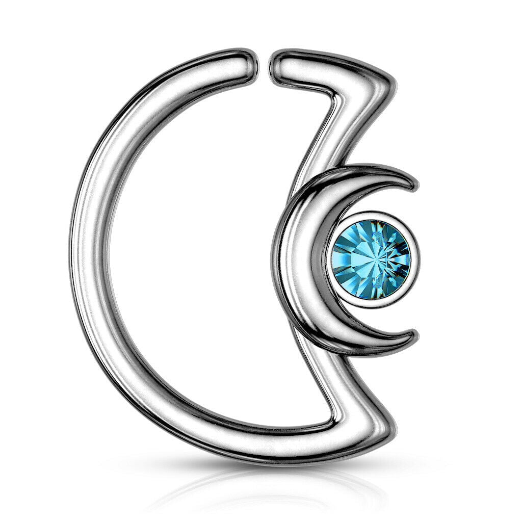 Ear Cartilage,Daith Hoop Tragus Rings Crescent Moon with Crystal Design ...