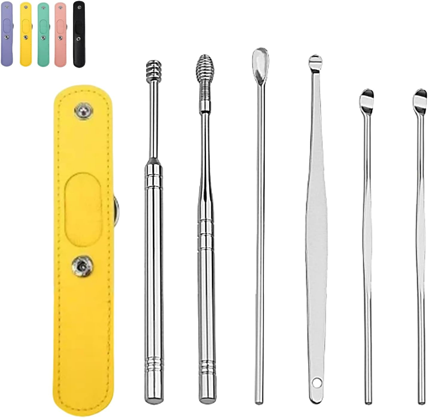 Ear Cleaner, Ear Cleaner Kit, 6 Pcs Stainless Steel Ears Cleansing Tool ...